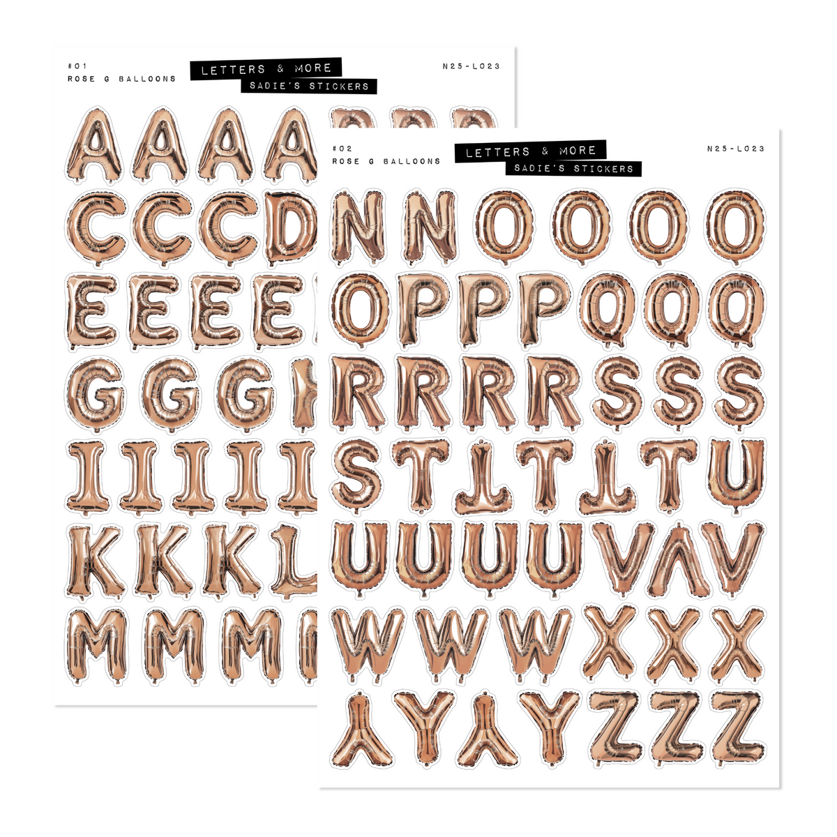ROSE GOLD Balloon Letter Set • Letters & More – Sadie's Stickers