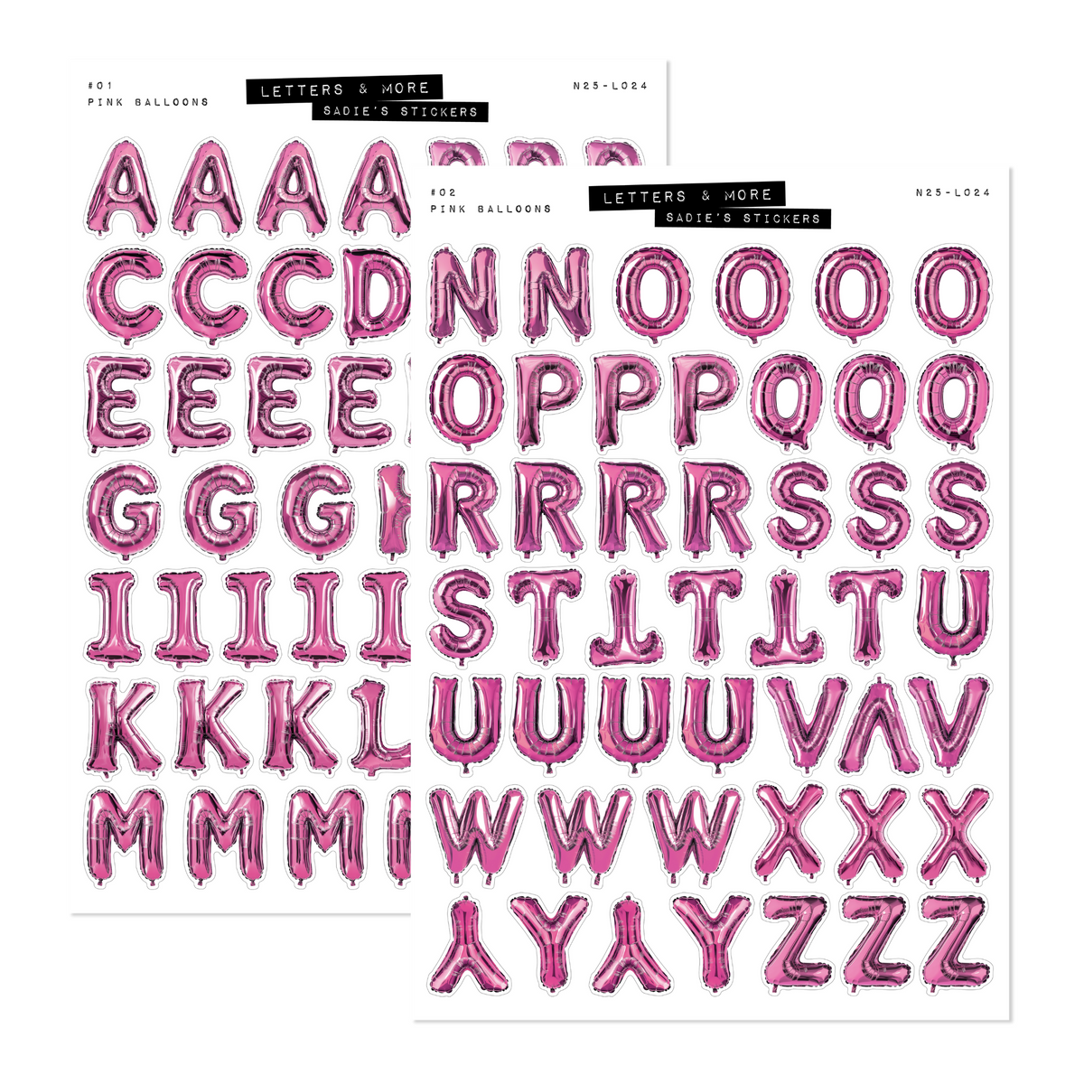 PINK Balloon Letter Set • Letters & More – Sadie's Stickers