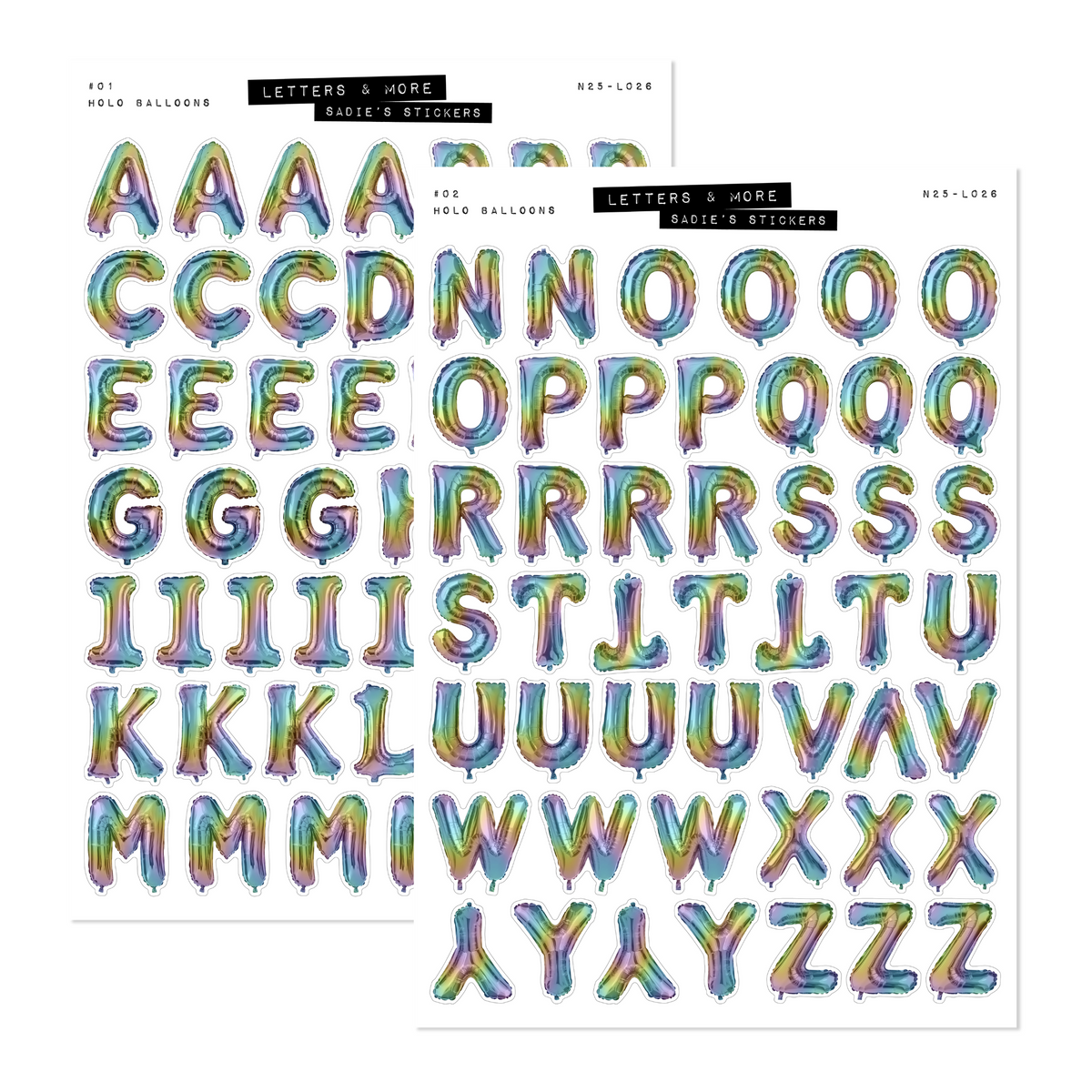 HOLO Balloon Letter Set • Letters & More – Sadie's Stickers