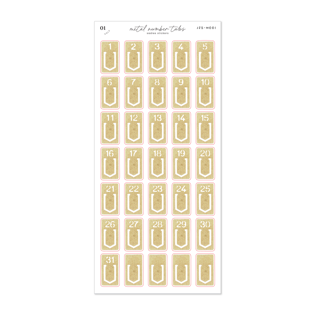 Metal Number Tabs • Gold – Sadie's Stickers