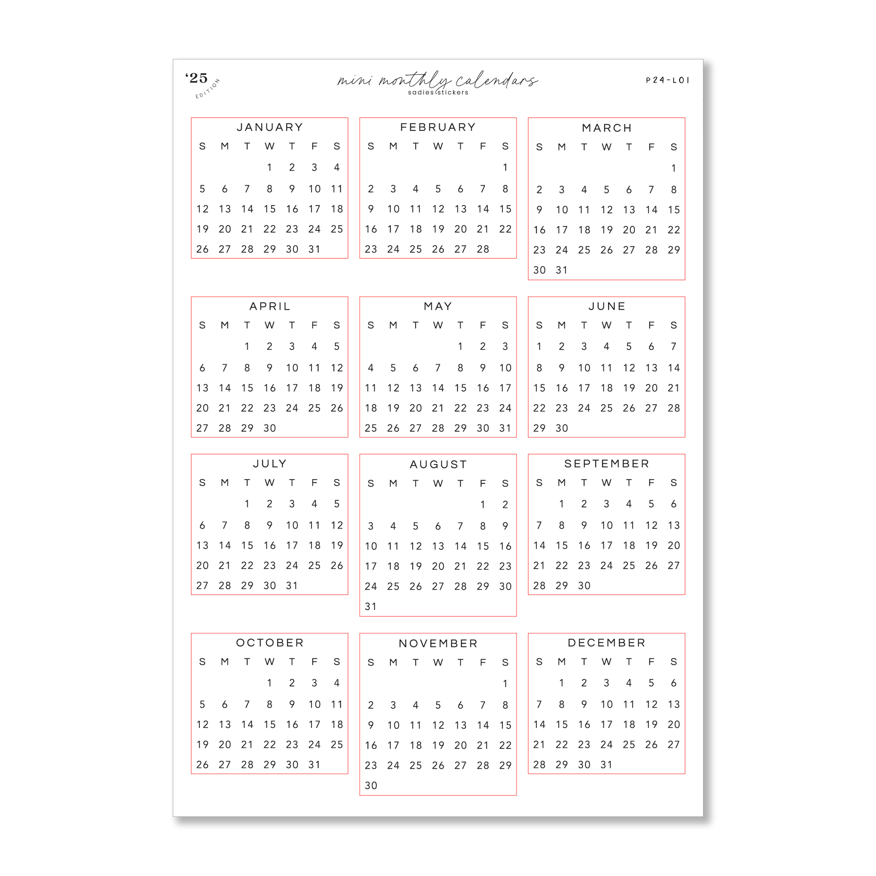 Tiny Printable Calendars 2014 Kids January Calendar, Printable, 2025