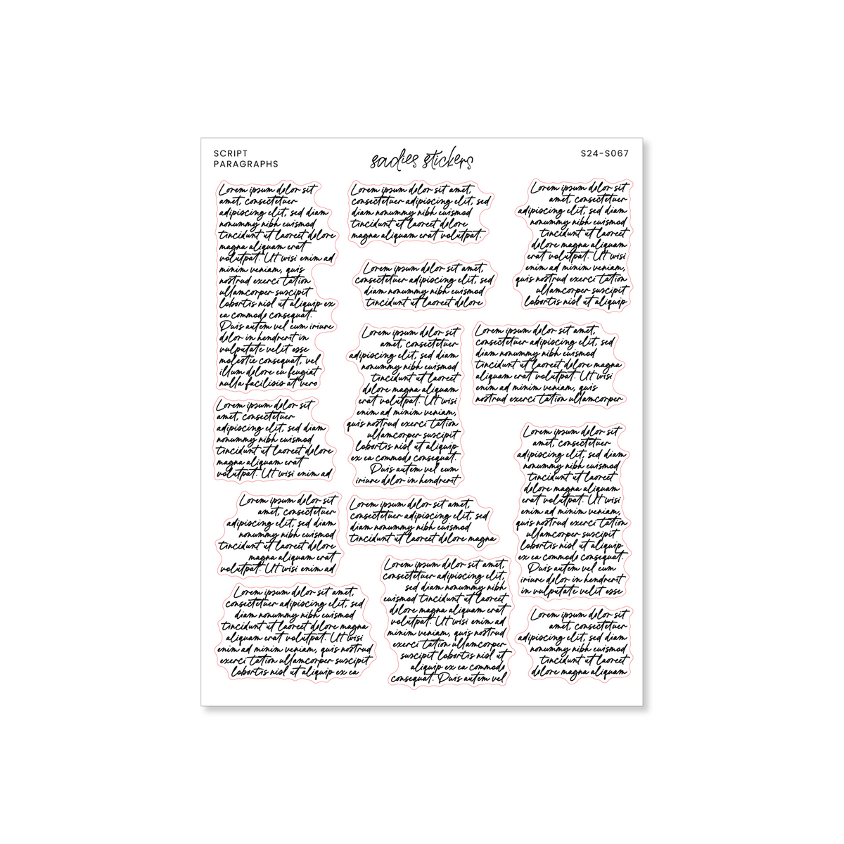 Script Paragraphs – Sadie's Stickers