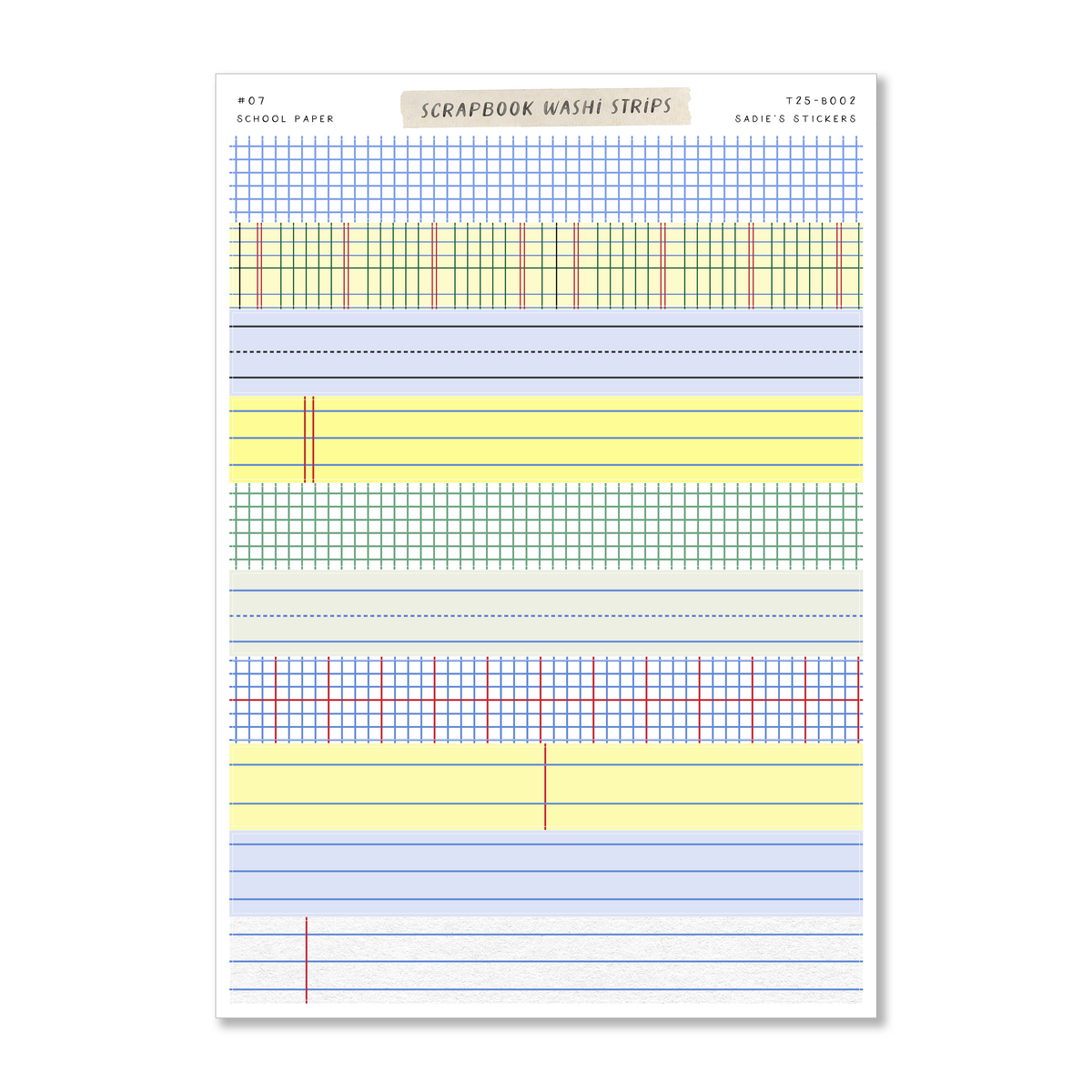 School Paper • Scrapbook Washi Strips – Sadie's Stickers