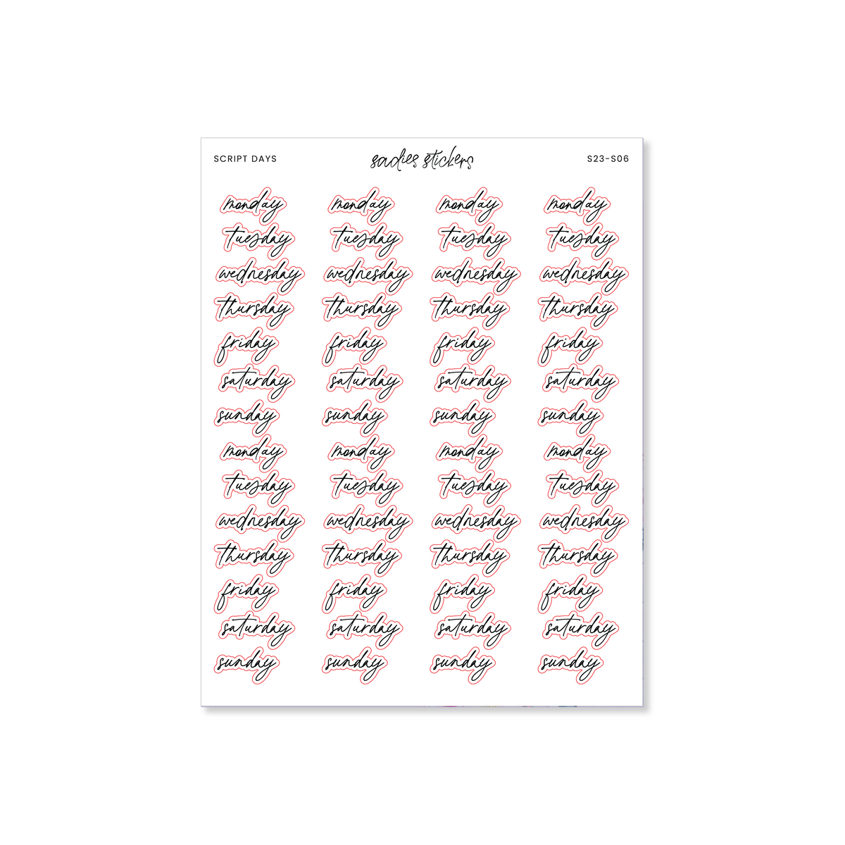 Script Days – Sadie's Stickers