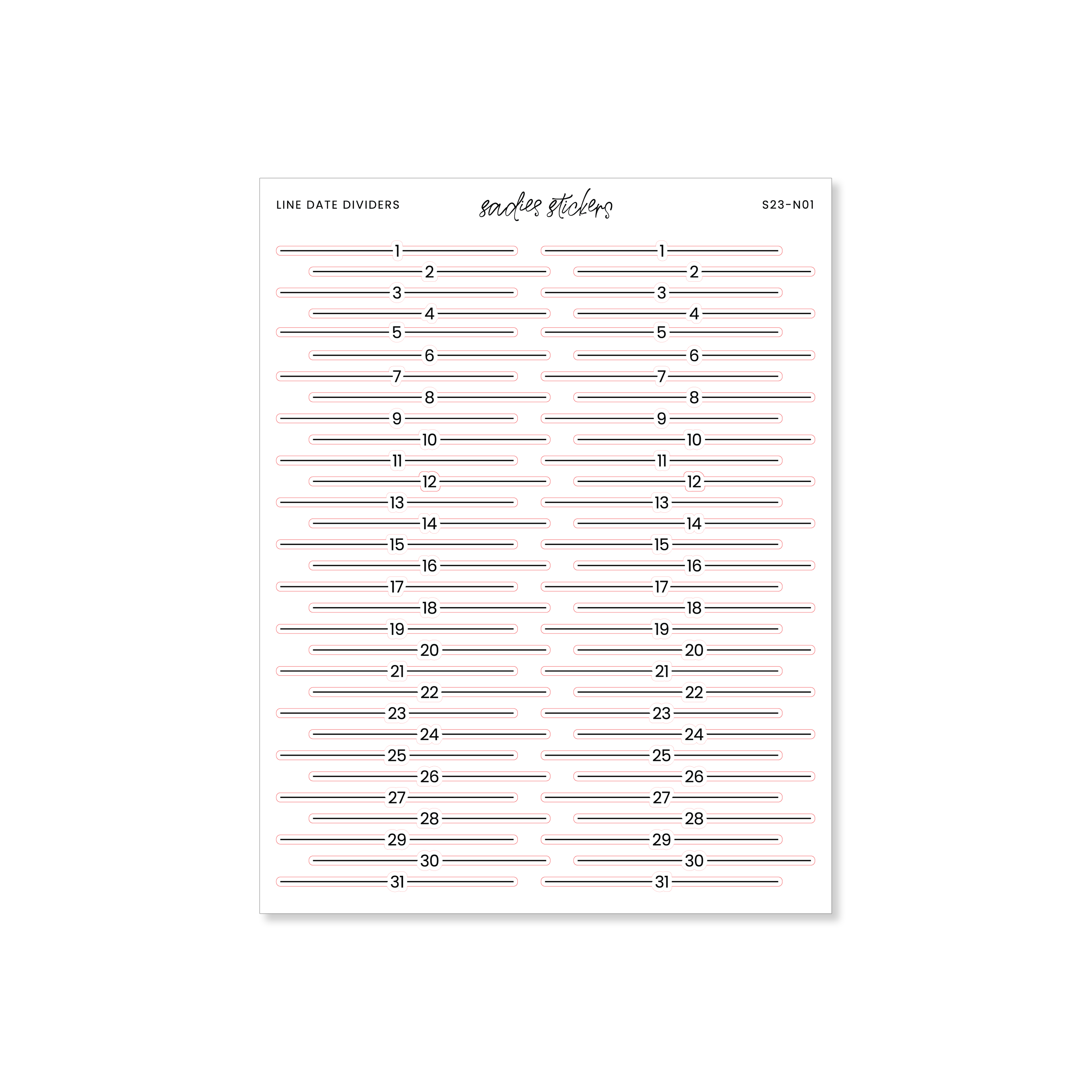 Line Date Divider – Sadie's Stickers